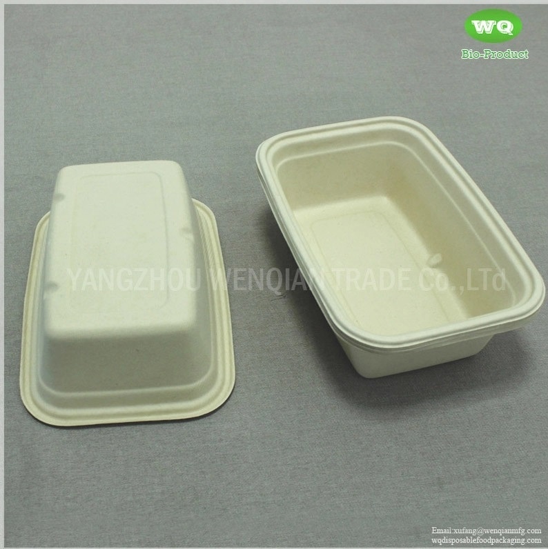 1250ml Biodegradable Unbleached Fiber Pulp Food Container With Lid ...